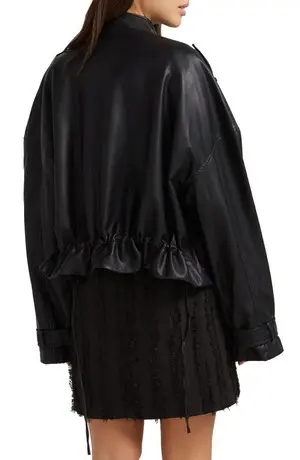 BELLE & BLOOM Reload Draped Faux Leather Jacket
