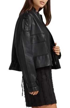 BELLE & BLOOM Reload Draped Faux Leather Jacket