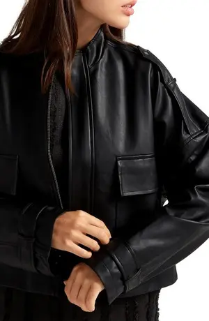 BELLE & BLOOM Reload Draped Faux Leather Jacket