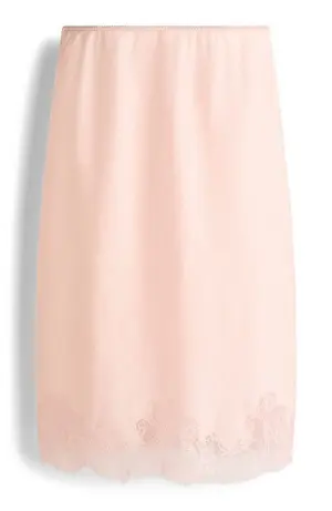 H&M Lace-trimmed Ramie Skirt - Light Pink