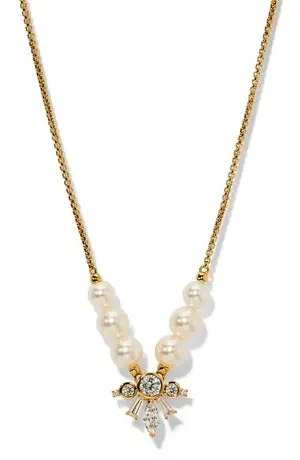 Nadri Undersea Imitation Pearl Frontal Necklace - Gold
