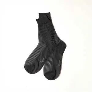 STEMS Fine Ribbed Metallic Crew Sock Black