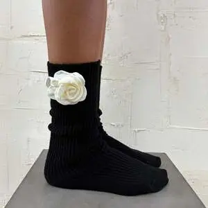 STEMS Rose Appliqué Wool Blend Socks