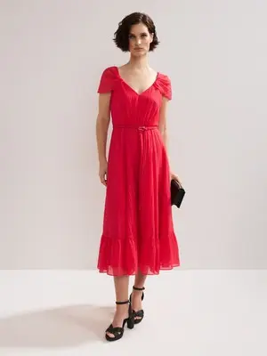 PHASE EIGHT Jen Gathered V-neck Midi Dress