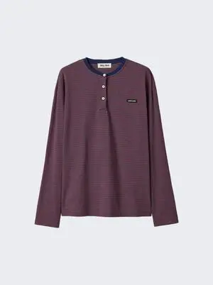 Miu Miu Striped Long Sleeve Jersey Tee
