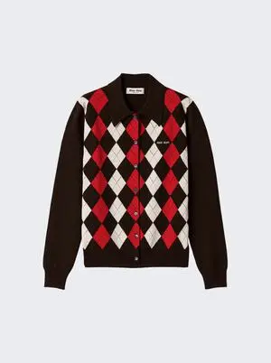 Miu Miu Miu Miu Argyle Cashmere Cardigan Multi
