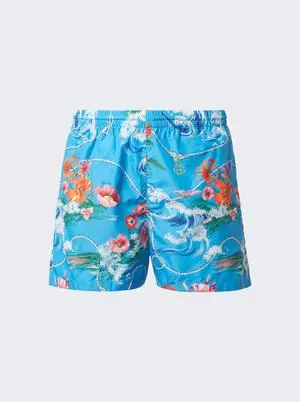 Gucci Allover Floral Print Swim Shorts - Blue