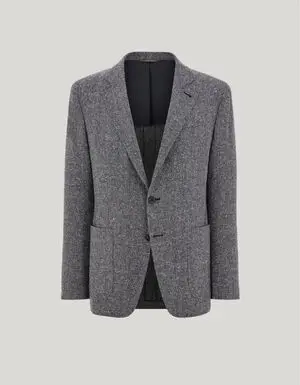 Canali Black And 170's Wool And Cashmere Herringbone Modern-fit Kei Jacket
