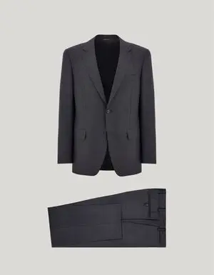 Canali Anthracite 160's Wool Birdseye Motif Regular-fit Suit