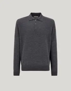 Canali Nuvola Anthracite Seamless Merino Wool Polo Shirt - Grey