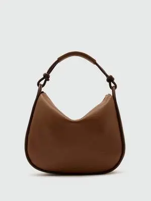 REISS Aurelie Suede And Leather Curved Shoulder Bag