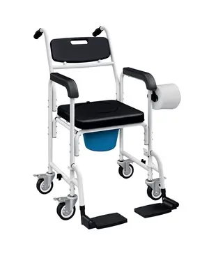 HOMCOM Shower Chair With Wheels - Black