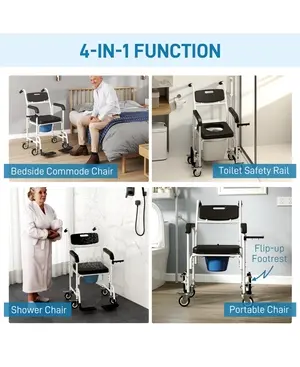 HOMCOM Shower Chair With Wheels