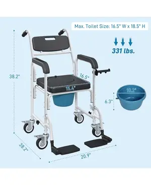 HOMCOM Shower Chair With Wheels