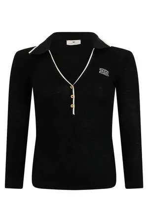 Elisabetta Franchi Ribbed Wool Polo-collar Sweater