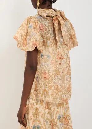 Zimmermann Valiant Bubble Printed Linen And Silk-blend Blouse