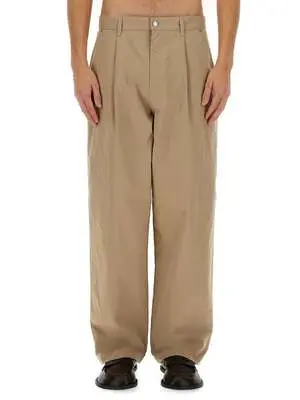 Moschino Wide-fit Cotton-blend Trousers - Beige