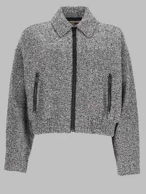 Michael Kors Textured Zip-front Cropped Jacket