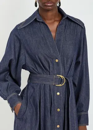 Zimmermann Belted Denim Midi Shirt Dress