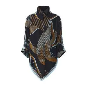 FRONT ROW SHOP Geometric Print Satin Blouse
