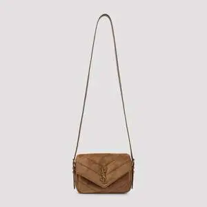 Saint Laurent Suede Lou Lou Mini Shoulder Handbag - Brown