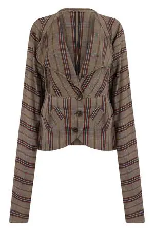 VIVIENNE WESTWOOD Checked Plaid V-neck Blazer - Multicolor