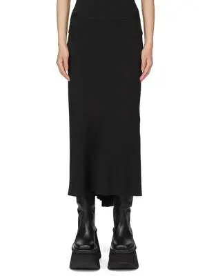 Rick Owens Elasticated Waist Ribbed Panel Mini Skirt With Bias Cut And Asymmetric Hem