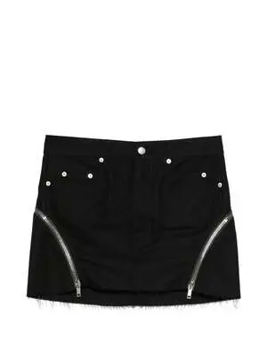 Rick Owens Front Button & Zip Mini Skirt With Belt Loops And Patch Pockets