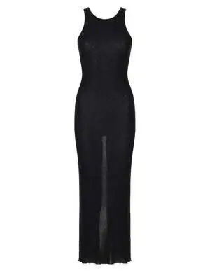 Rick Owens Sleeveless Ribbed Knit Maxi Dress - Black