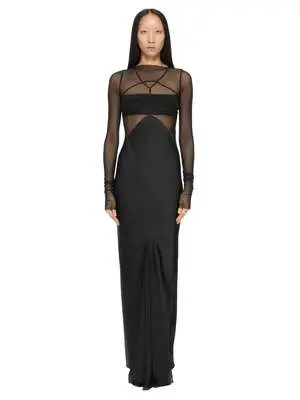 Rick Owens Sheer Long-sleeve Cutout Maxi Dress