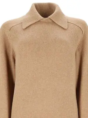 Khaite Wool-cashmere Knit Polo Sweater - Beige