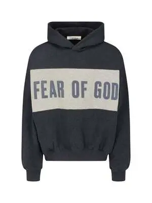 Fear Of God Logo Graphic Pullover Hoodie - Grey