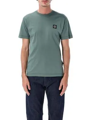 Stone Island Stone Island Compass Patch Mini Cotton T-Shirt With Chain Stitch Finish Ocean Green