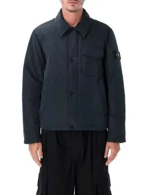 Stone Island Down Padded Coach Jacket With Adjustable Neck Strap And Snap Pockets