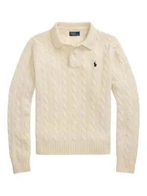 Ralph Lauren Wool-cashmere Cable Knit Crewneck Sweater - White
