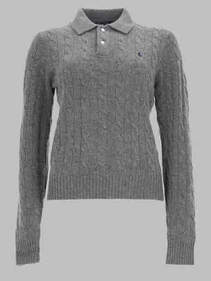 Polo Ralph Lauren Cable-knit Wool Cashmere Blend Polo Sweater