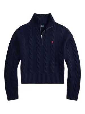 Ralph Lauren Wool-cashmere Cable Knit Quarter-zip Sweater
