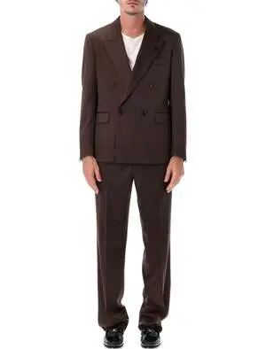 LARDINI Double-breasted Wool Suit - Marrone