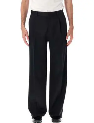 LARDINI Pleated Wool Gabardine Trousers - Nero