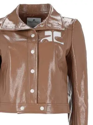 COURREGES Patent Finish Snap-front Jacket - Beige