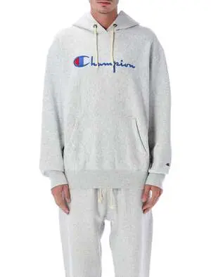 Champion Relaxed Fit Hoodie With Embroidered Chest Logo - Grigio
