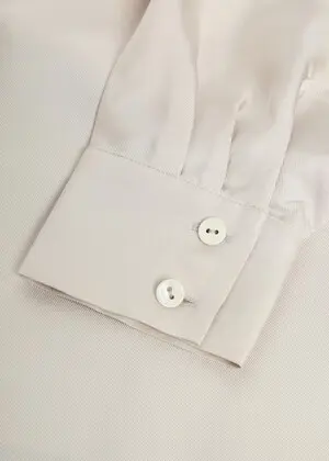 Eileen Fisher Mandarin Collar Silk Shirt With Drawstring Waist