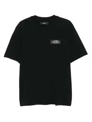 Amiri Crewneck T-shirt With Front Logo Label And Back Print - Nero