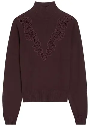 Zimmermann Valiant Lace-trim Wool Top - Brown