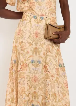 Zimmermann Valiant Printed Linen And Silk-blend Maxi Skirt