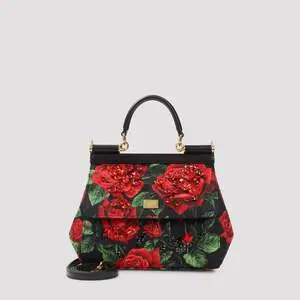 Dolce & Gabbana Mini Sicily Shoulder Bag With Cotton-blend Construction, 20cm X 18cm X 9cm