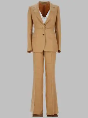 Tagliatore Tailored Single-breasted Blazer And Flared Trousers Suit Set