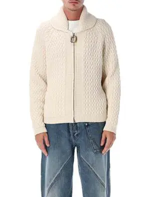 JW Anderson Shawl Collar Cable Knit Zip Cardigan
