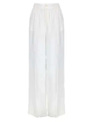 120% Lino Linen Trousers For - White