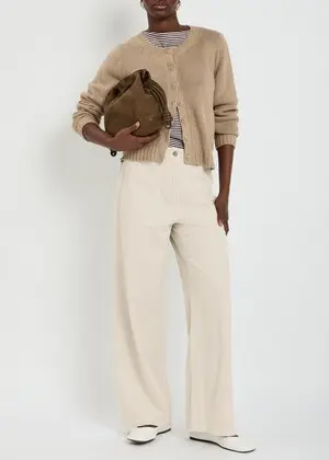 Eileen Fisher Wide-leg Organic Cotton Trousers - Light Grey
